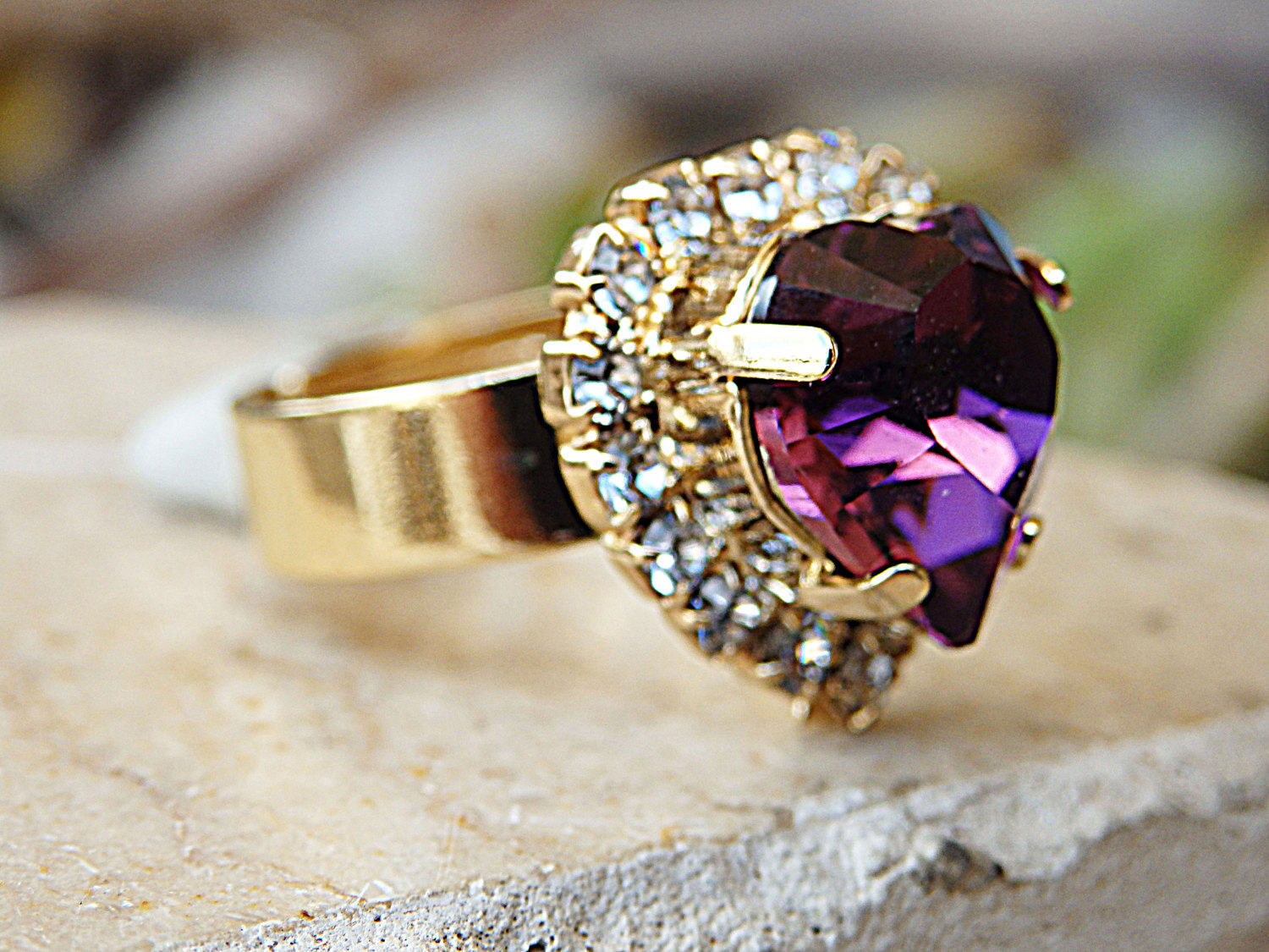 Purple Heart Ring February Birthstone Handmade Jewelry | Etsy