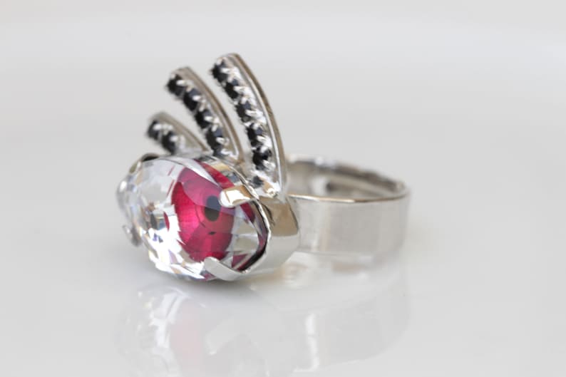 EVIL Eye Ring Red Eye Ring Crystals Ring Red Black Ring - Etsy