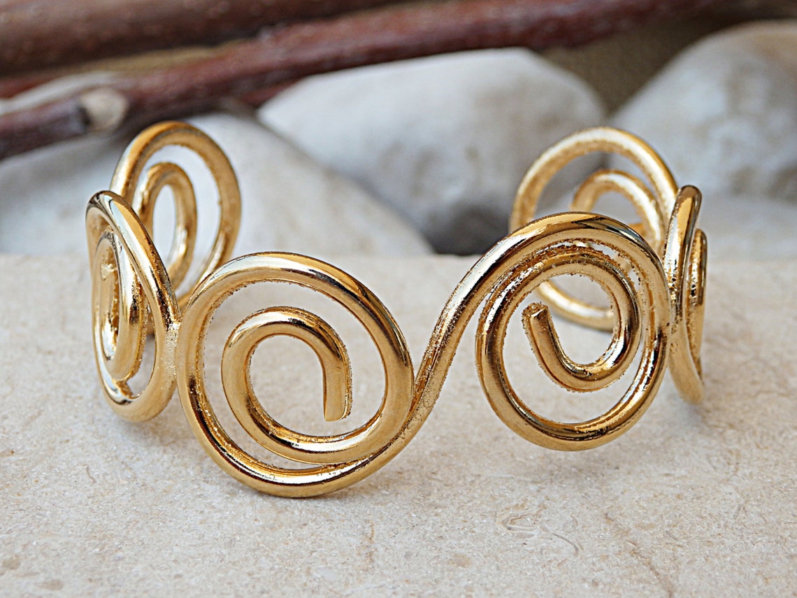 Gold Plated Open Bracelet Gold Spiral Bracelet Wire Open - Etsy