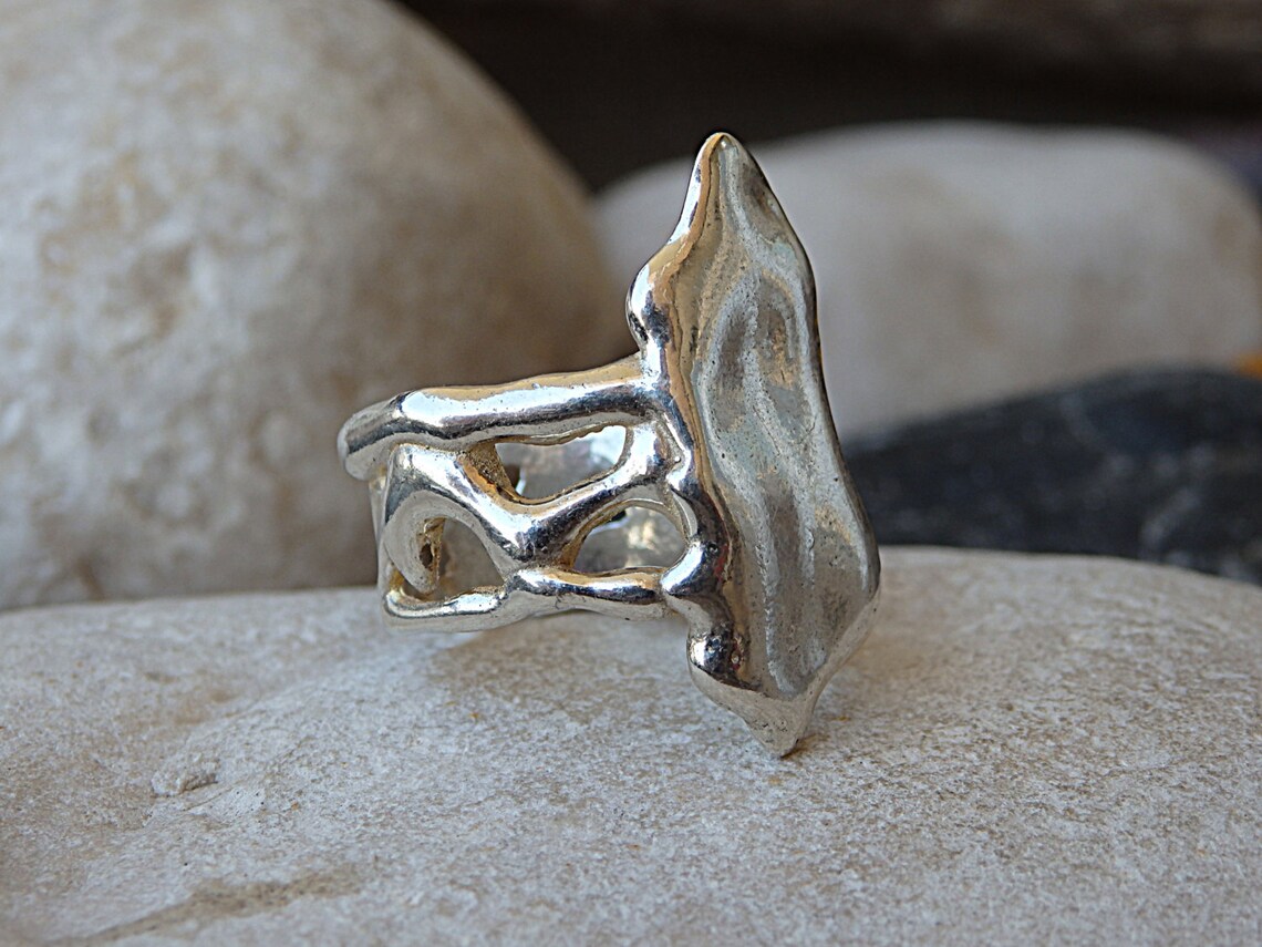 Big Ring. 925 Sterling Silver Ring. Abstract Silver Ring. - Etsy