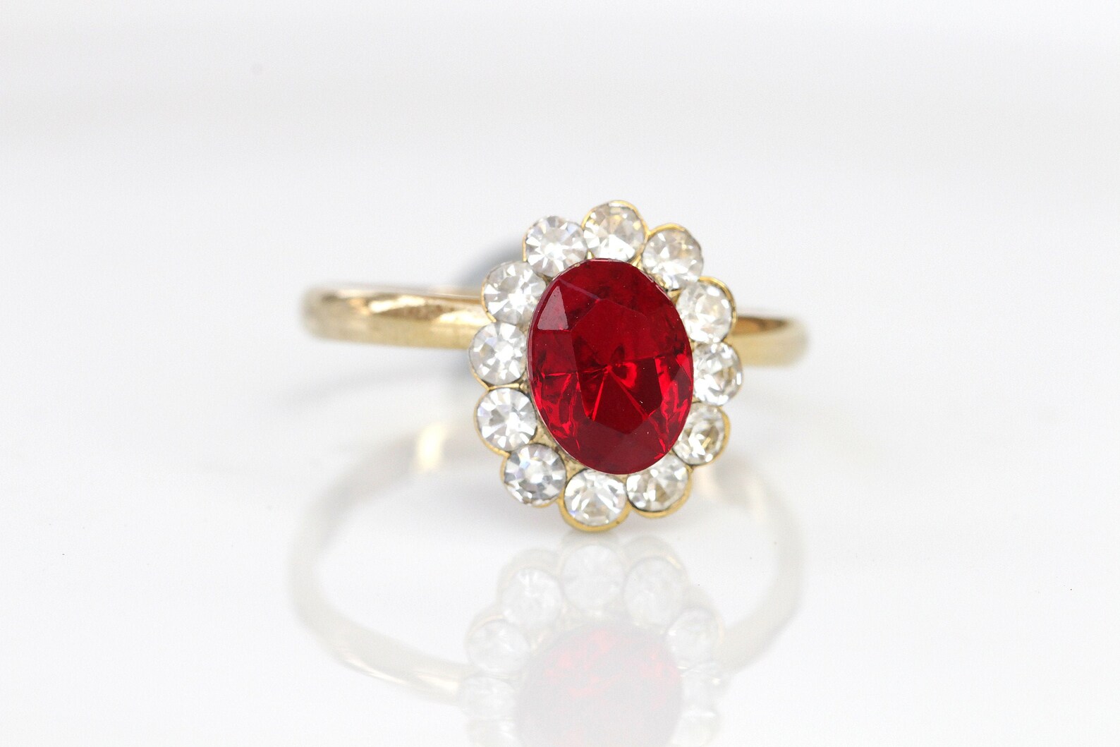 Ruby Cubic Zirconia Ring, 14k Gold Filled, Classic Engagement Ring - Etsy