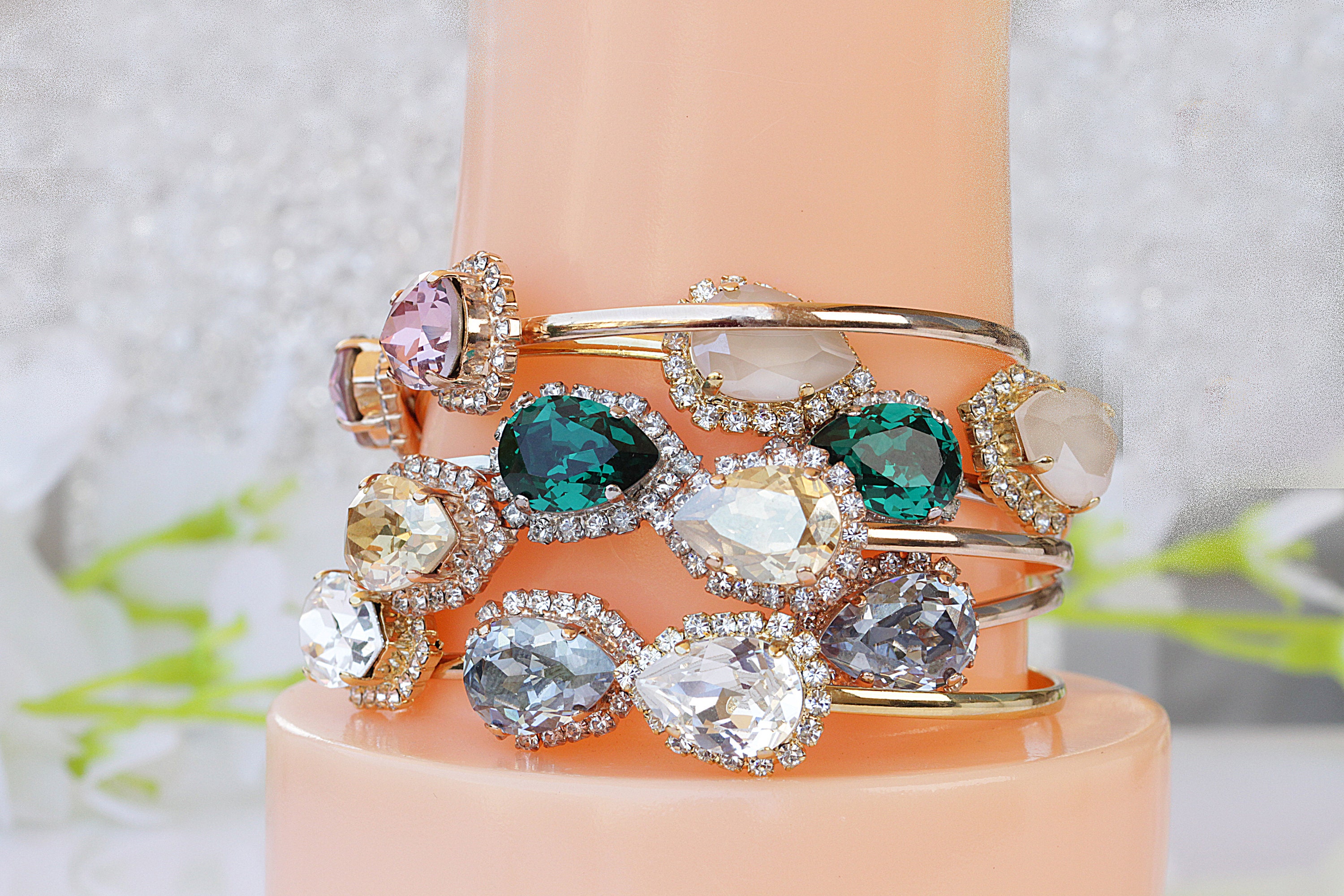 EMERALD BRACELET Crystal Cuff Bracelet Bracelet Gift for | Etsy