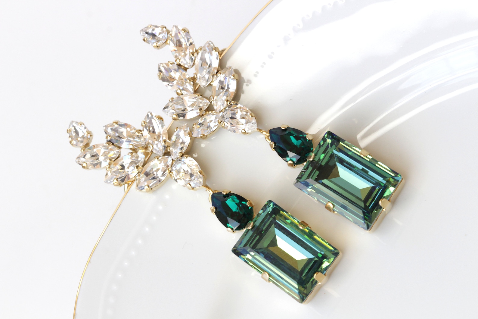 Emerald EAR CLIMBER EARRINGS, Ear Crawler Earrings, Screw Back Ear Cuff ...