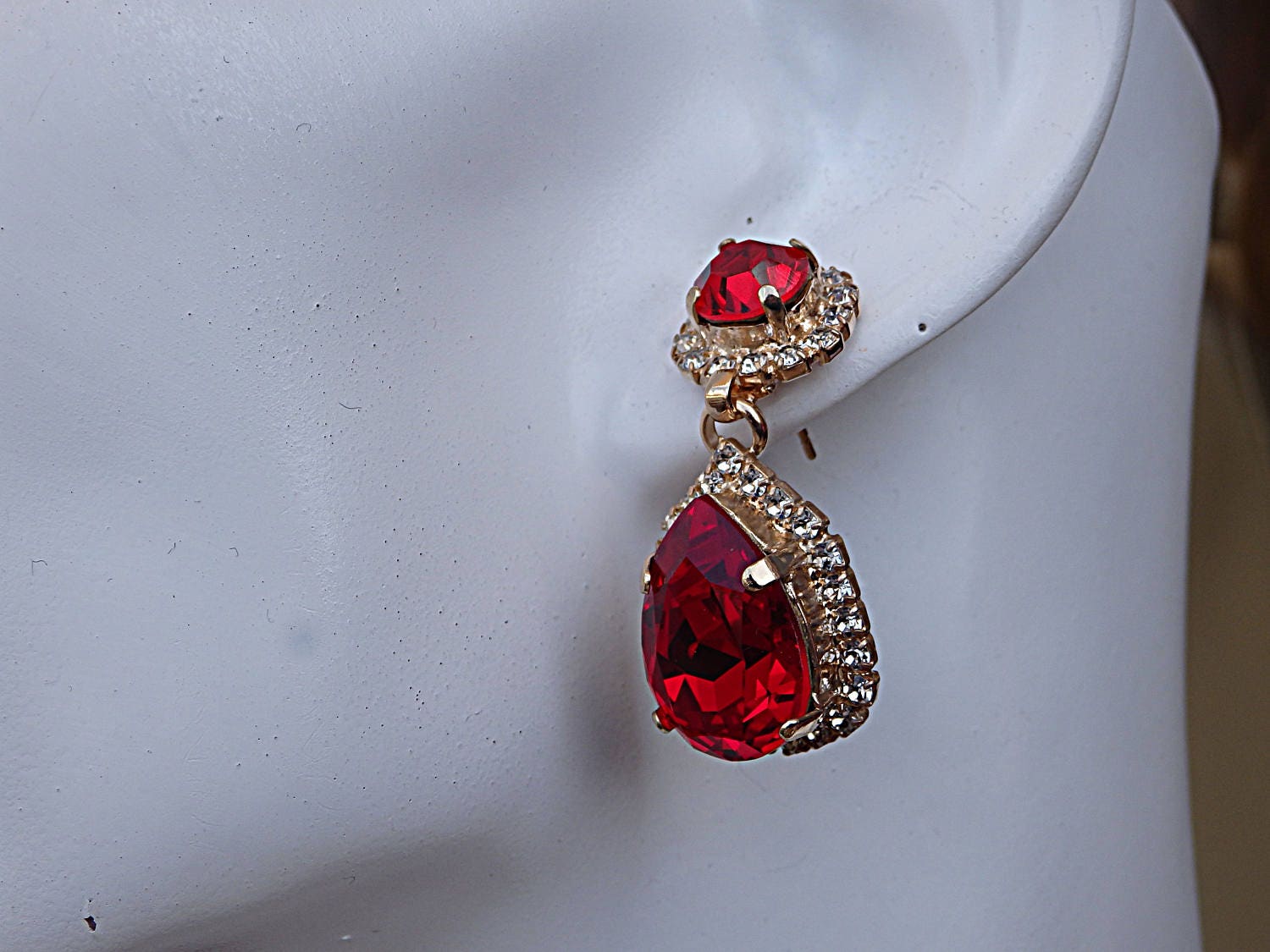 Ruby Red Earrings Chandelier Earrings Beautiful Earrings | Etsy