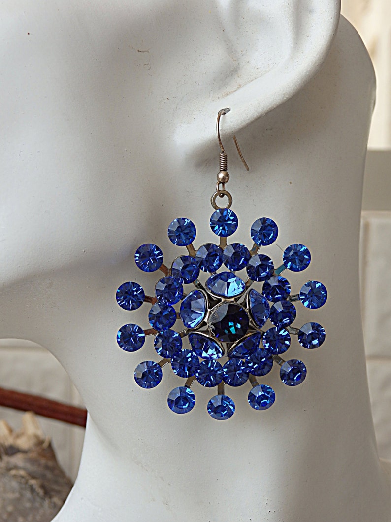 Evening Crystal Bright Blue Earrings Bridesmaid Gifts Royal | Etsy