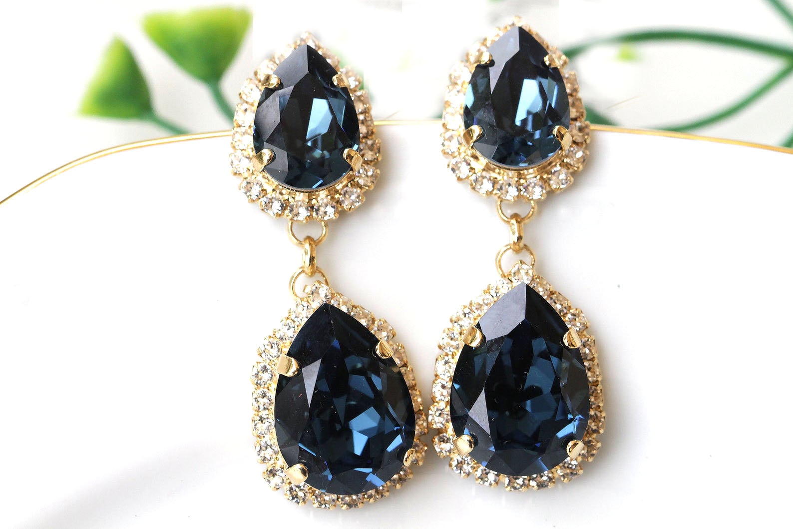 NAVY Blue DROP EARRINGS Blue Navy Chandelier Long Earrings - Etsy