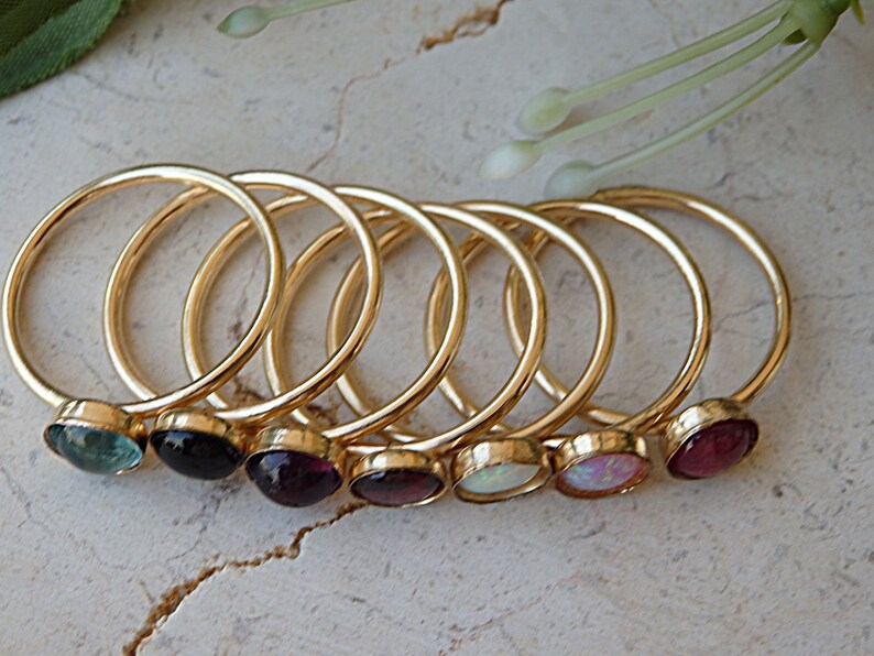 Stackable birthstone ring. Thin ring. Gold stacking rings. | Etsy