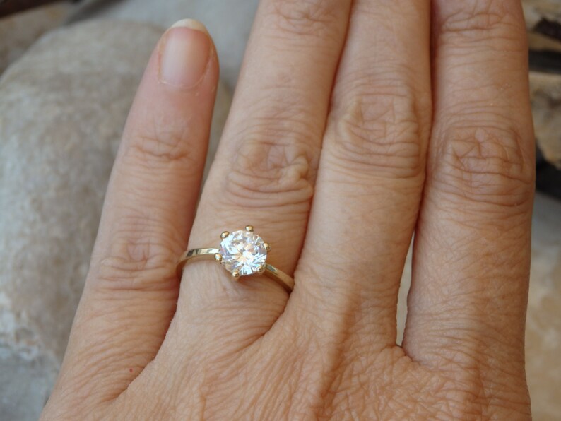 Cubic Zirconia Engagement Ring. Classic Solitaire Ring. - Etsy