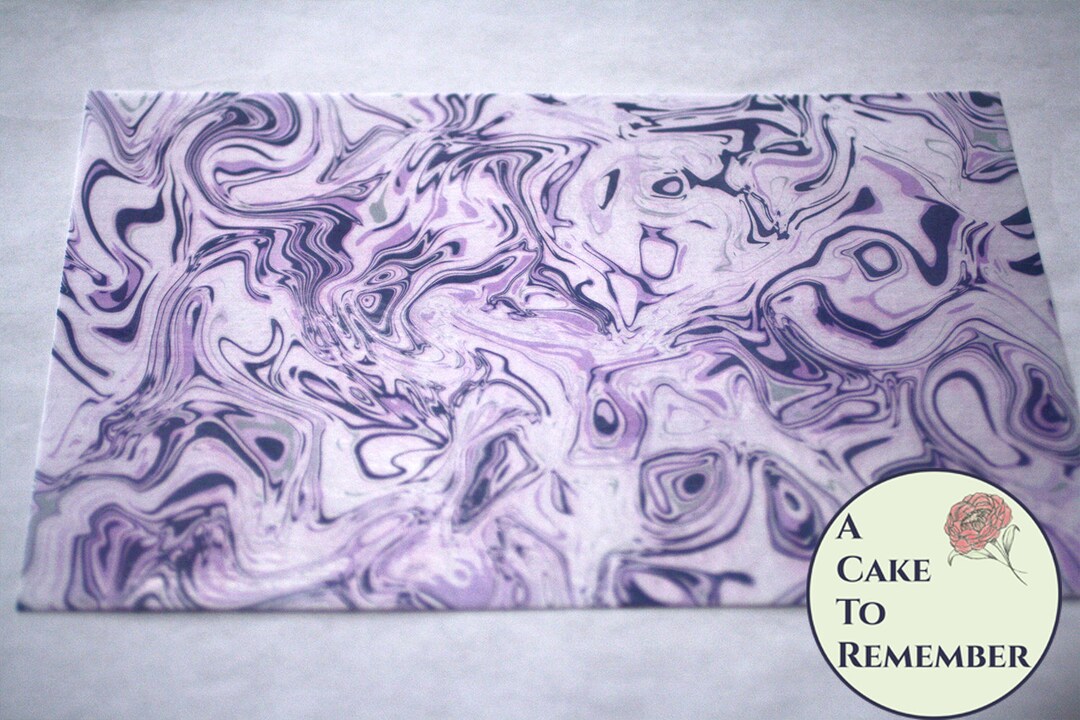 2 Full Sheets Violet Grey and White Marbled Printed Wafer Paper for ...