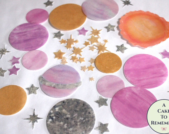 Precut Edible Pink and Gold Planets, Sun and Stars for First Trip ...