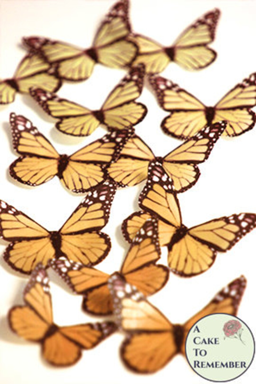Ships Fast Orange Edible Butterflies 12 Wafer Paper Monarch