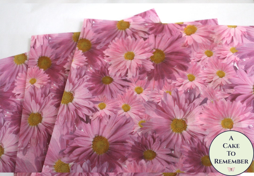 Two 8x10 Sheets of Pink Daisy Edible Wafer Paper Sheets for Cake ...