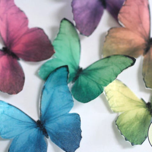 12 Rainbow Pastel Edible Butterflies Wafer Paper Edible Ink Etsy