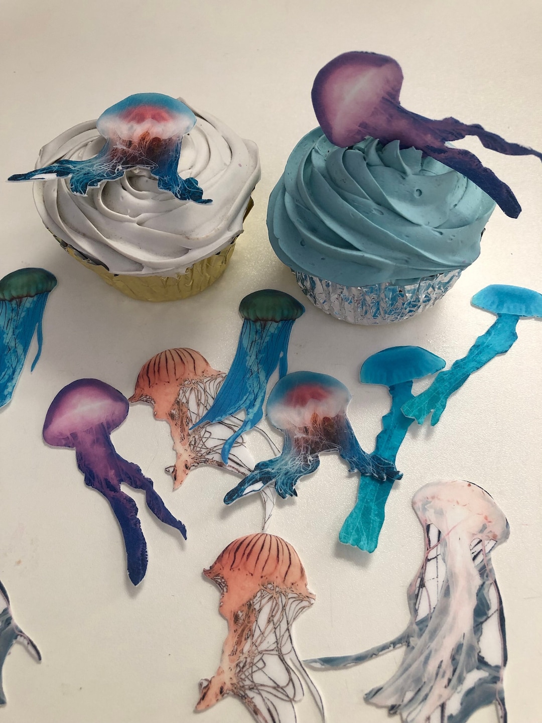 12 Jellyfish Cupcake Toppers, Printed on Edible Wafer Card. Perfect for ...