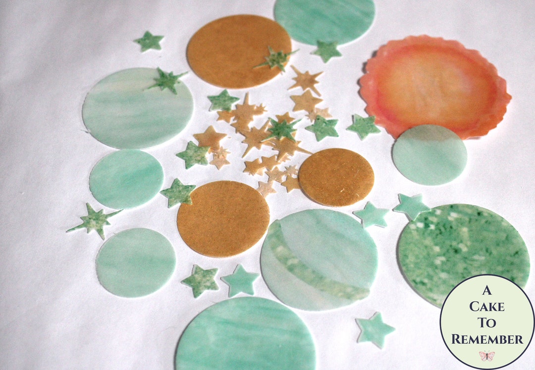 Precut Edible Green and Gold Planets, Sun and Stars for First Trip ...