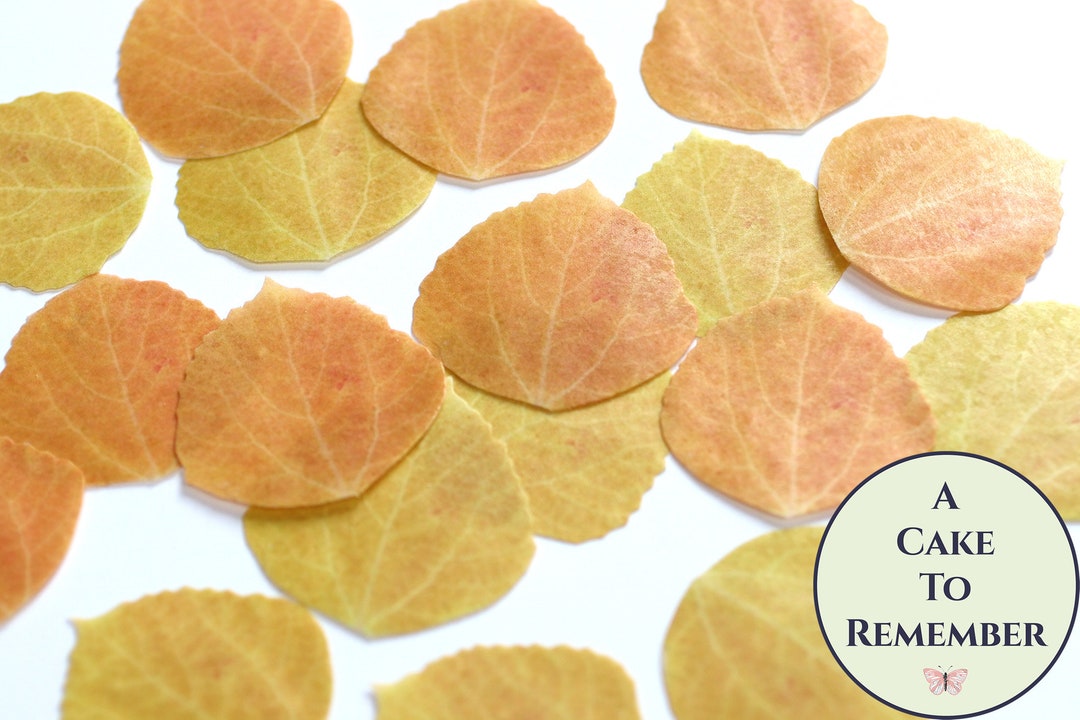 15 Edible Aspen Leaves, Fall Wedding Cake Topper, Color on Both Sides 2 ...