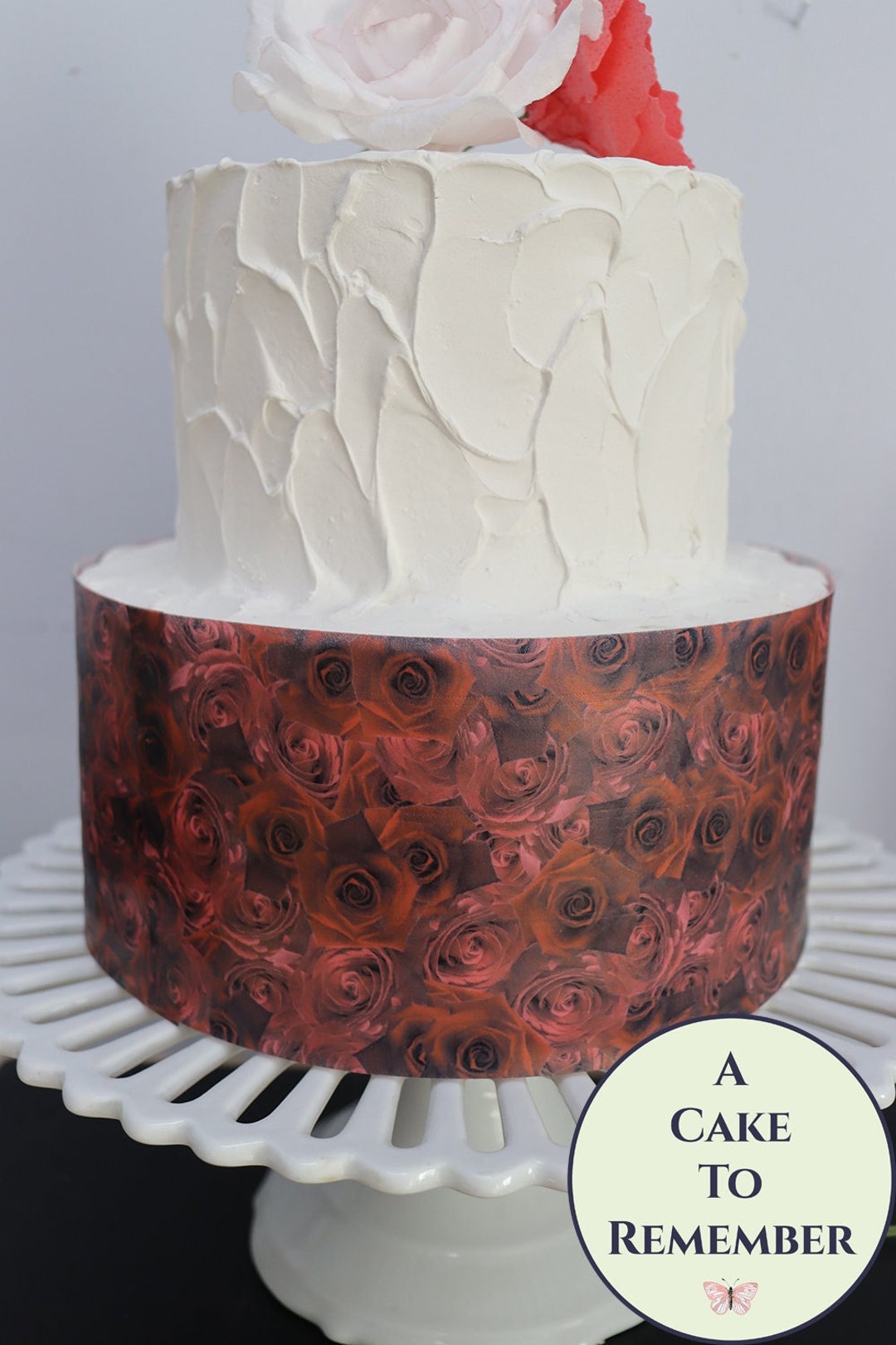 2 Sheets Red Roses Wafer Paper for Edible Cake Wraps, Cake Decorating ...