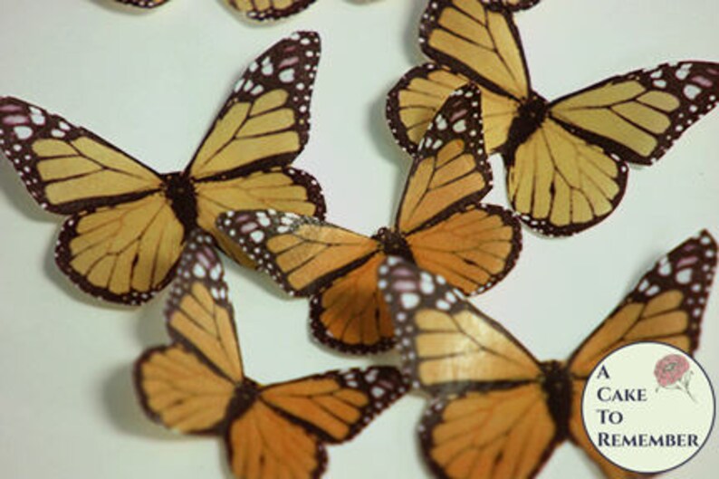 Orange Edible Butterflies 12 Wafer Paper Monarch Butterflies Etsy