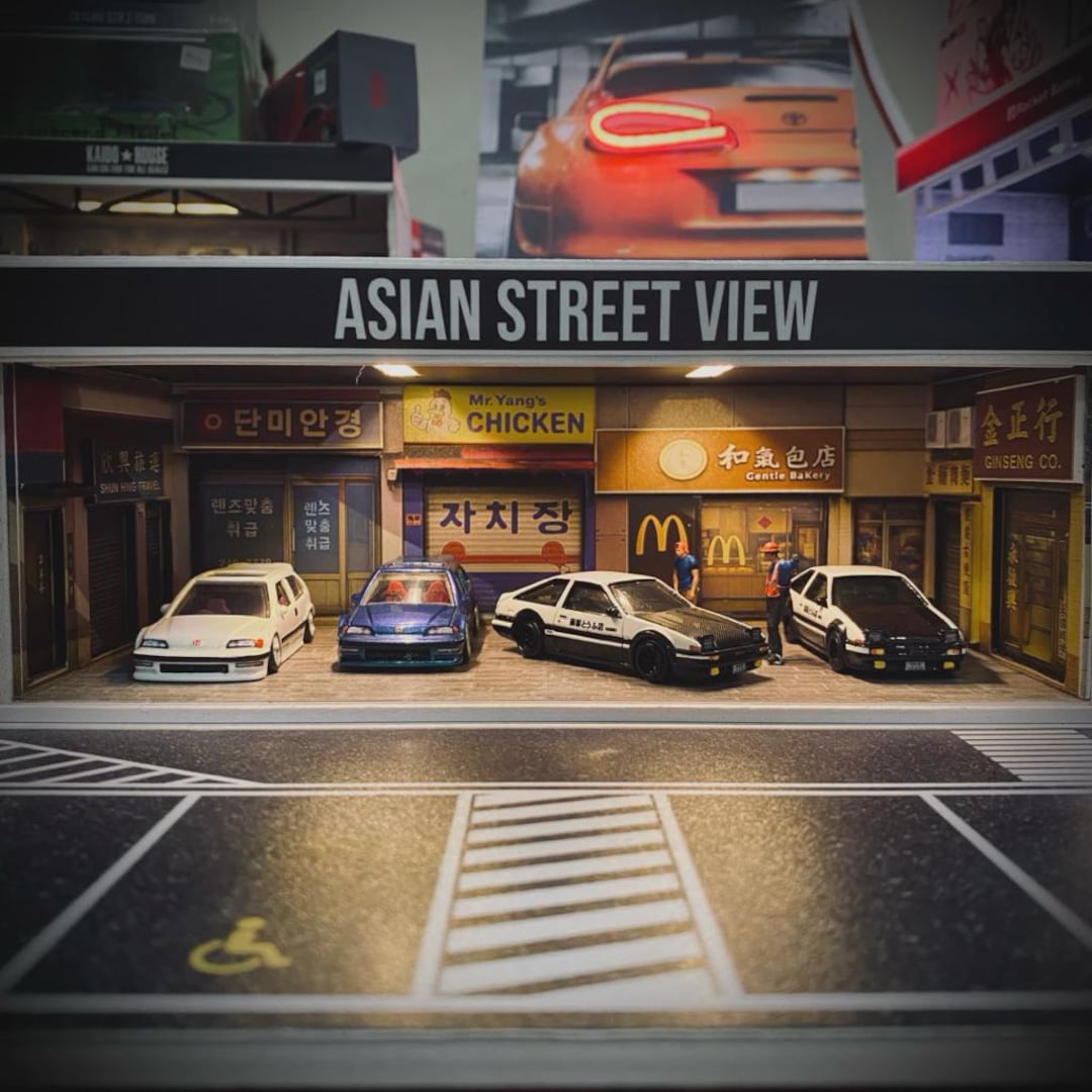 Asian Street View Diorama 1:64 | LED Light Box for Diecast Car Display ...