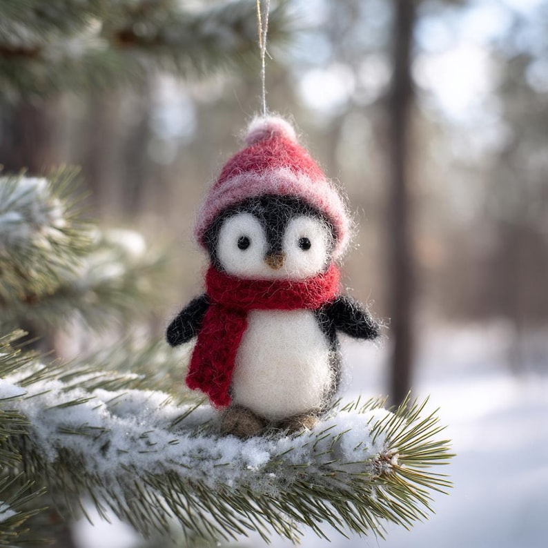 Felt Penguin Ornament, Wool Holiday Figurine - Etsy