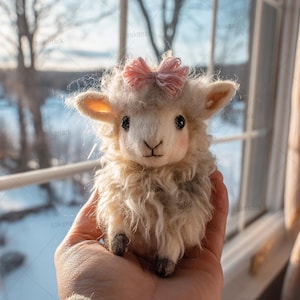 Natural Wool Needle Felted Sheep Figurine Collectible Animal Sculpture ...