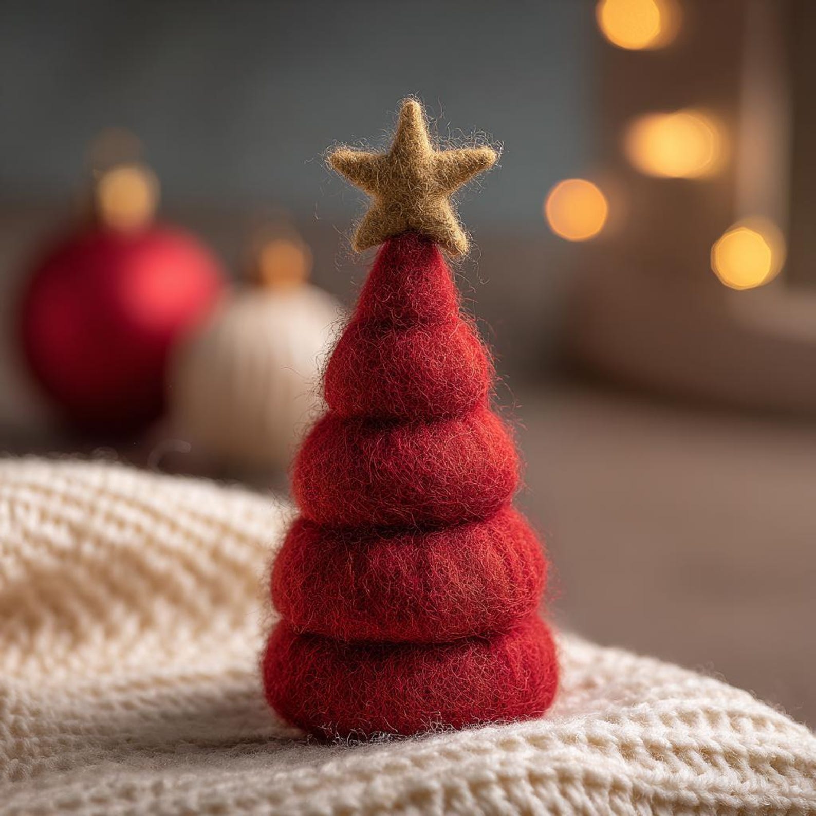 Needle Felted Christmas Tree, Whimsical Wool Figurine, Holiday Tabletop ...