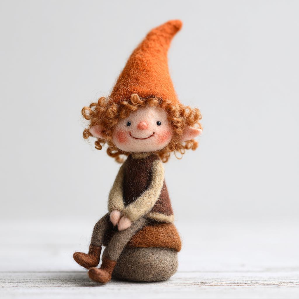 Natural Wool Needle Felted Forest Wichtel Elf Figurine, 8cm Height - Etsy