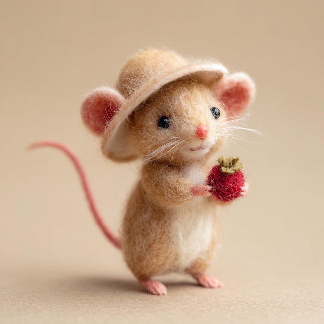 Needle Felted Mouse Figurine, Wool Character Statue,handmade Storybook ...