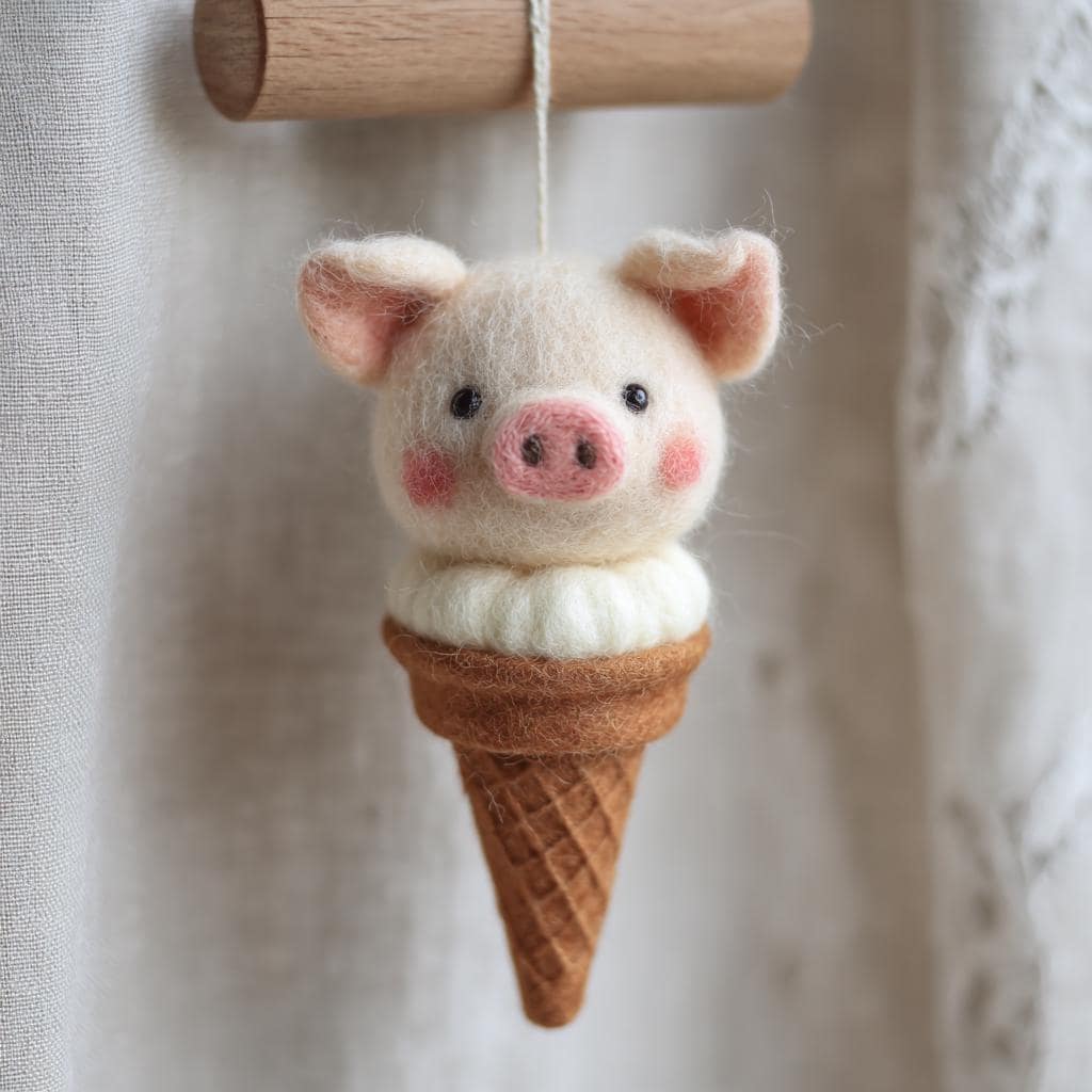 Natural Wool Needle Felted Pink Pig Ornament, 8cm Height - Etsy