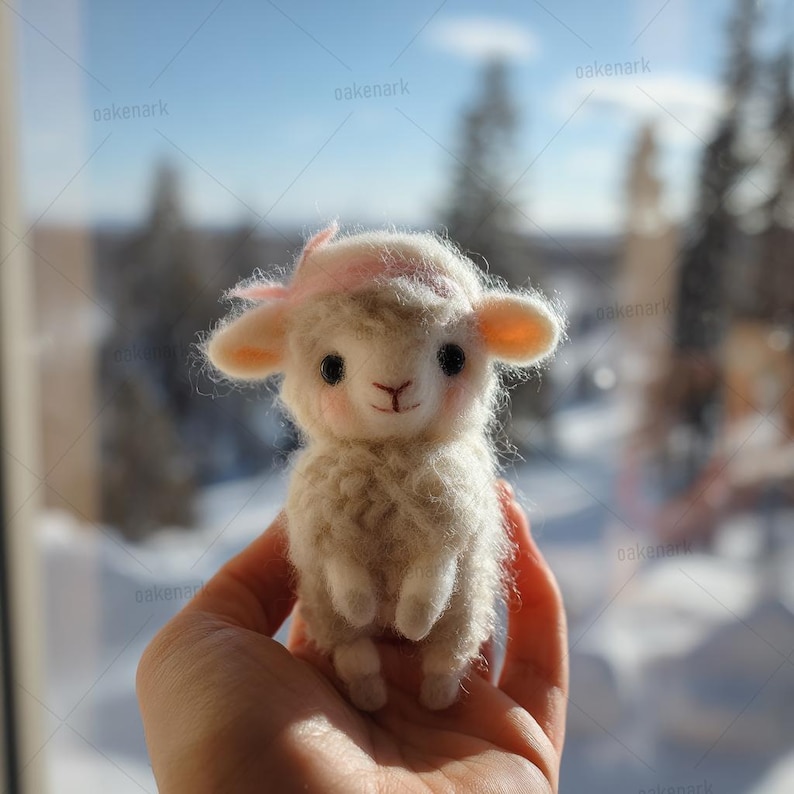 Natural Wool Needle Felted Sheep Figurine Collectible Animal Sculpture ...