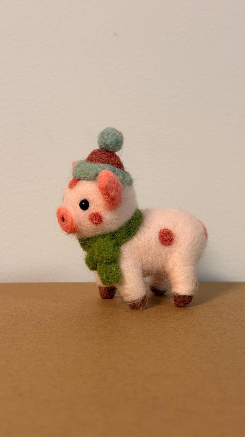 Natural Wool Needle Felted Pink Pig Ornament, 8cm Height - Etsy