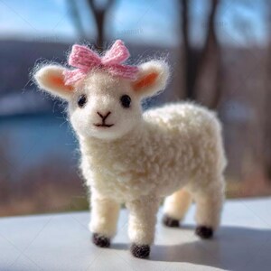 Natural Wool Needle Felted Sheep Figurine Collectible Animal Sculpture ...