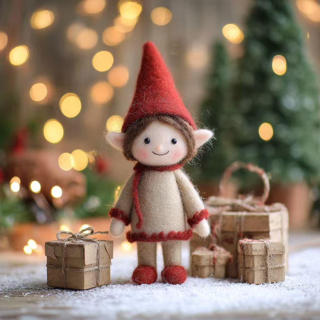 Natural Wool Needle Felted Forest Wichtel Elf Figurine, 8cm Height - Etsy