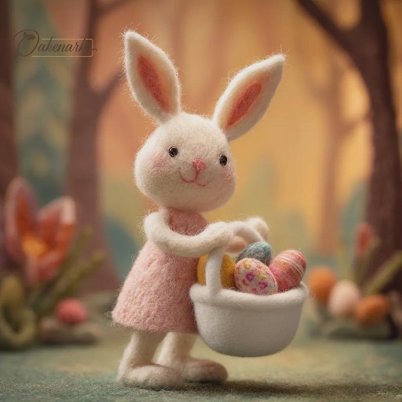Needle Felted Rabbit Figurine, Wool Easter Bunny Sculpture, Spring ...