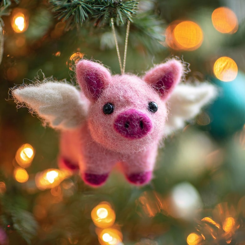 Natural Wool Needle Felted Pink Pig Ornament, 8cm Height - Etsy