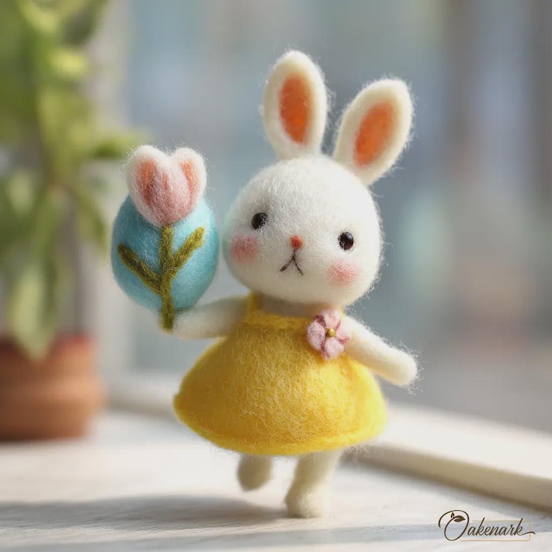Needle Felted Rabbit Figurine, Wool Easter Bunny Sculpture, Spring ...