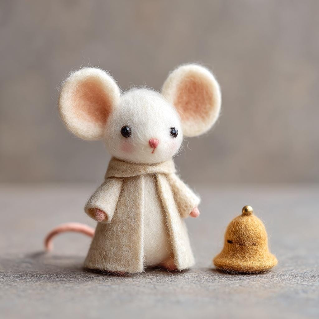 Needle Felted Mouse Figurine, Wool Character Statue,handmade Storybook ...