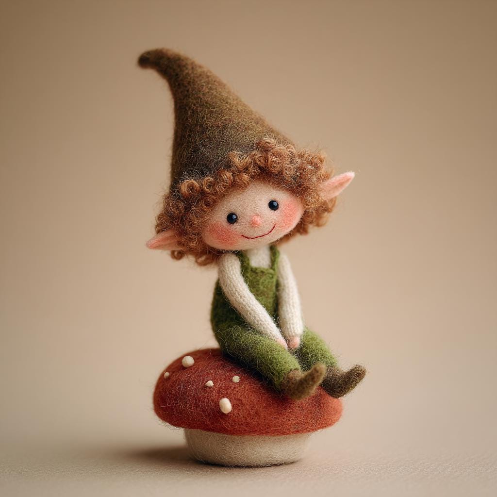Natural Wool Needle Felted Forest Wichtel Elf Figurine, 8cm Height - Etsy