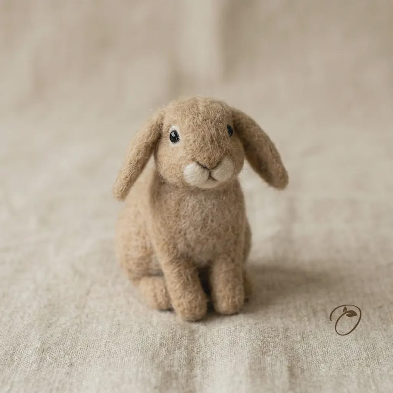 Needle Felted Rabbit Figurine, Wool Easter Bunny Sculpture, Spring ...
