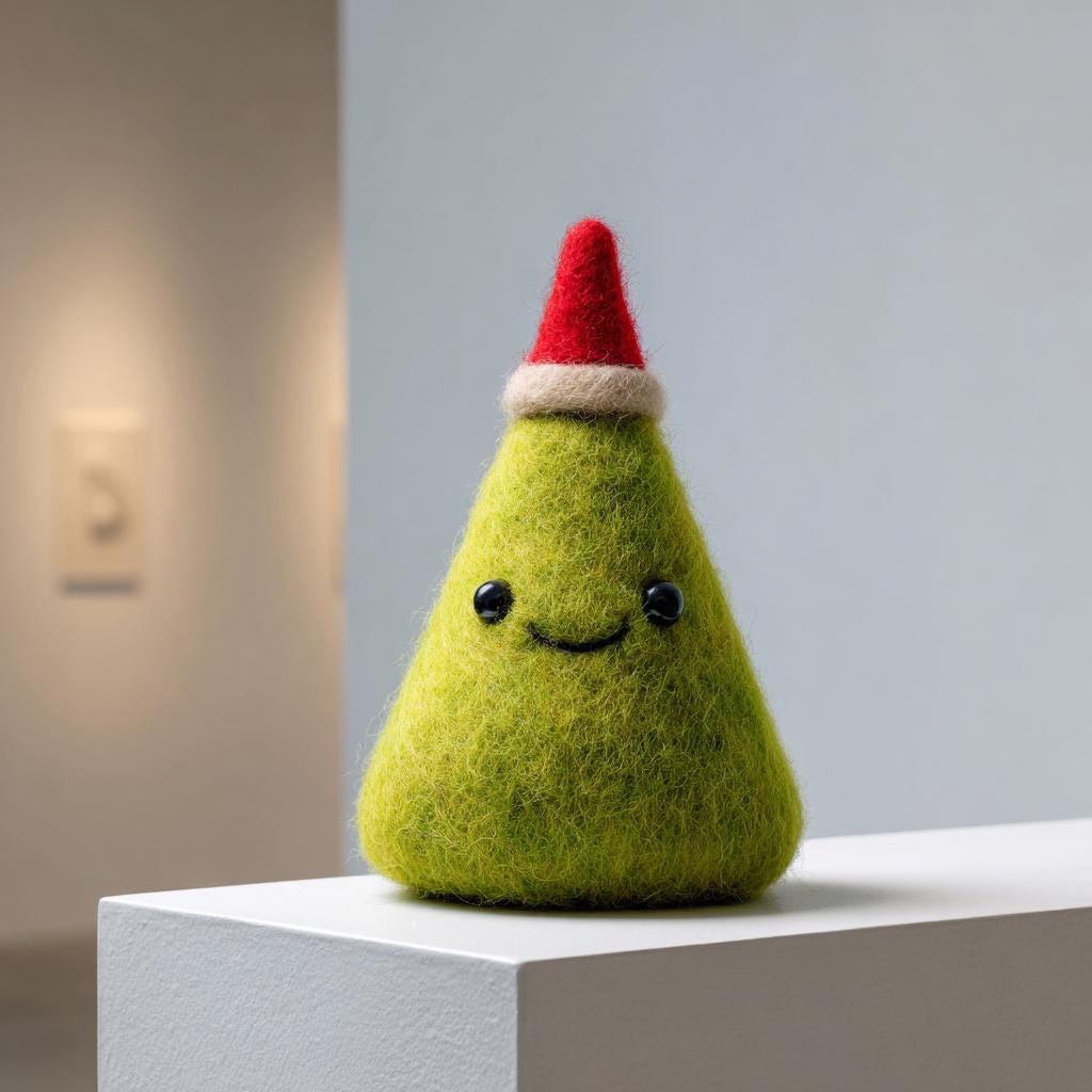 Needle Felted Christmas Tree, Whimsical Wool Figurine, Holiday Tabletop ...