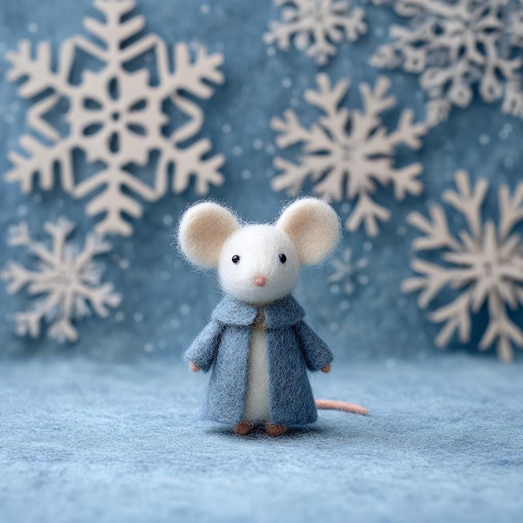 Needle Felted Mouse Figurine, Wool Character Statue,handmade Storybook ...