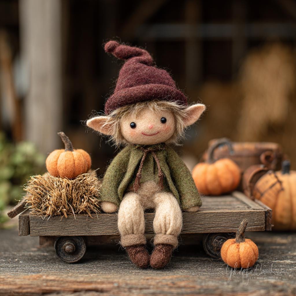 Natural Wool Needle Felted Forest Wichtel Elf Figurine, 8cm Height - Etsy