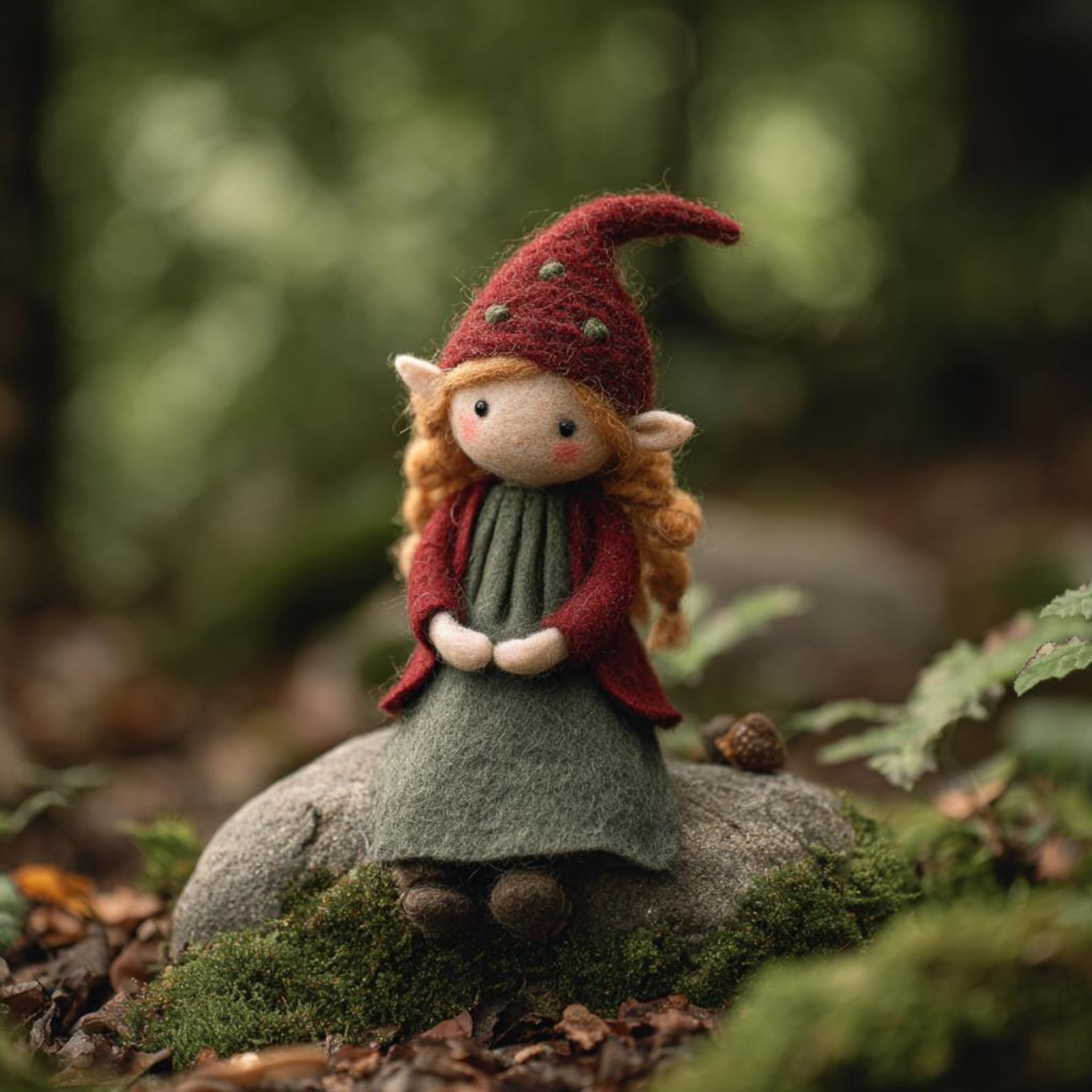 Natural Wool Needle Felted Forest Wichtel Elf Figurine, 8cm Height - Etsy