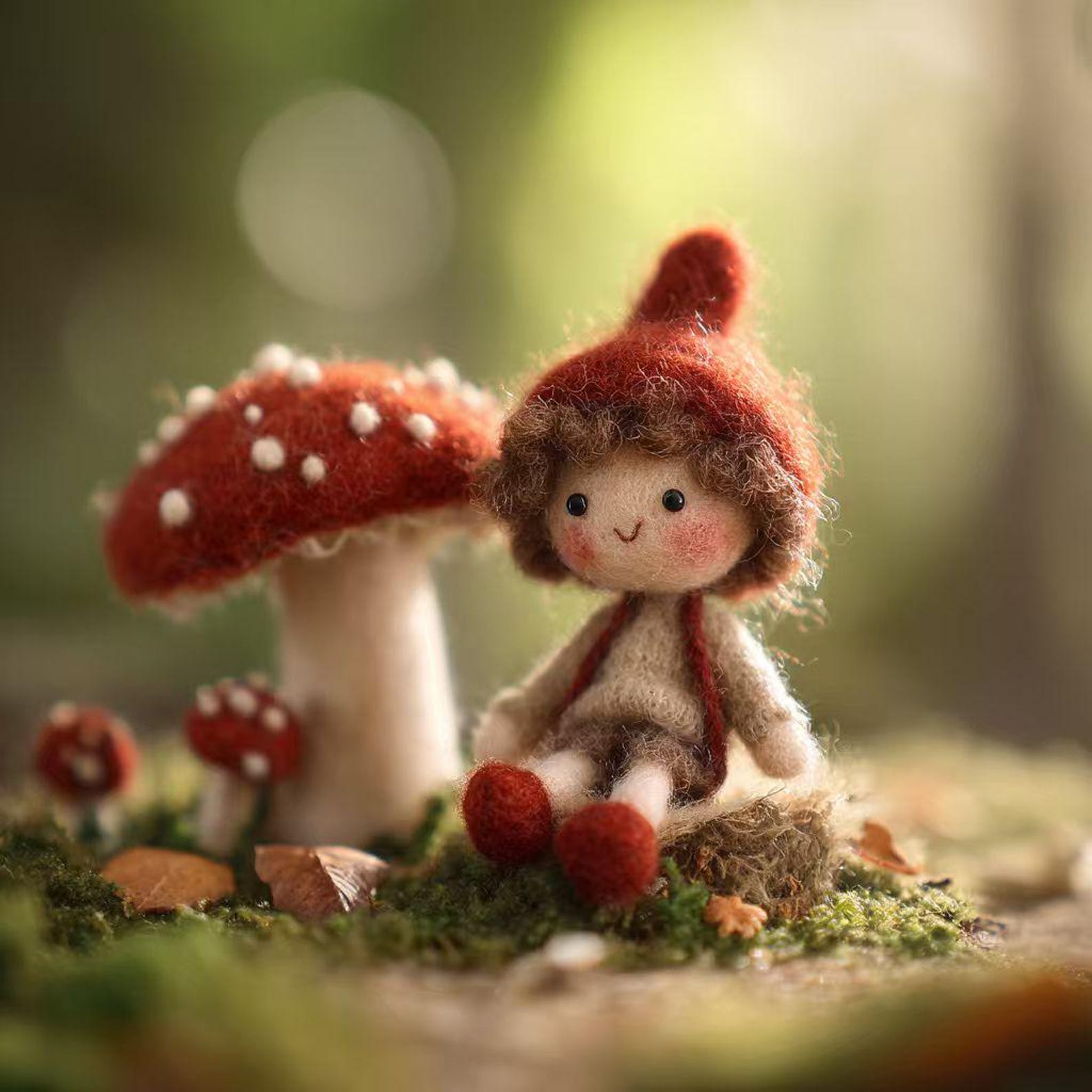 Natural Wool Needle Felted Forest Wichtel Elf Figurine, 8cm Height - Etsy
