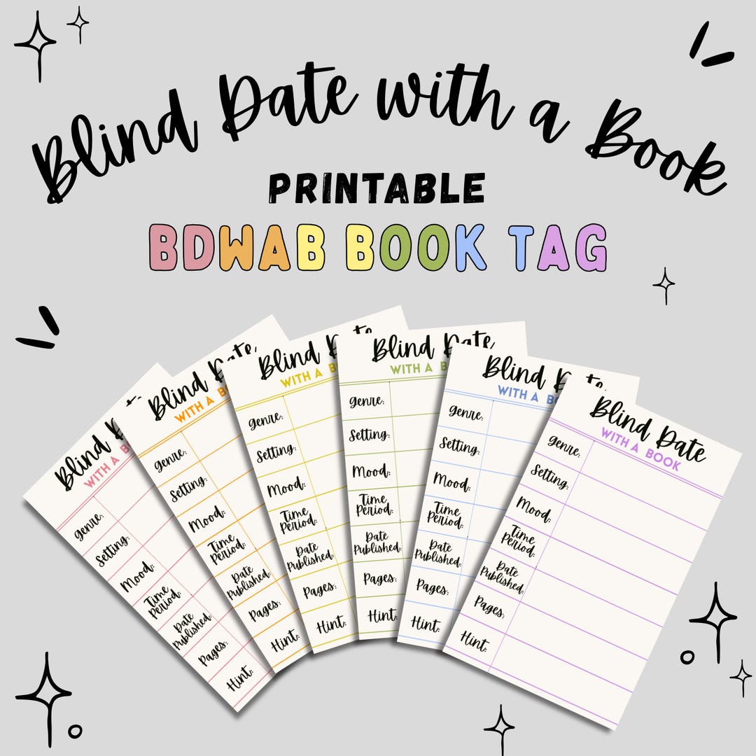 Blind Date With a Book Tags • Printable BDWAB Book Tag • 6 Colors ...