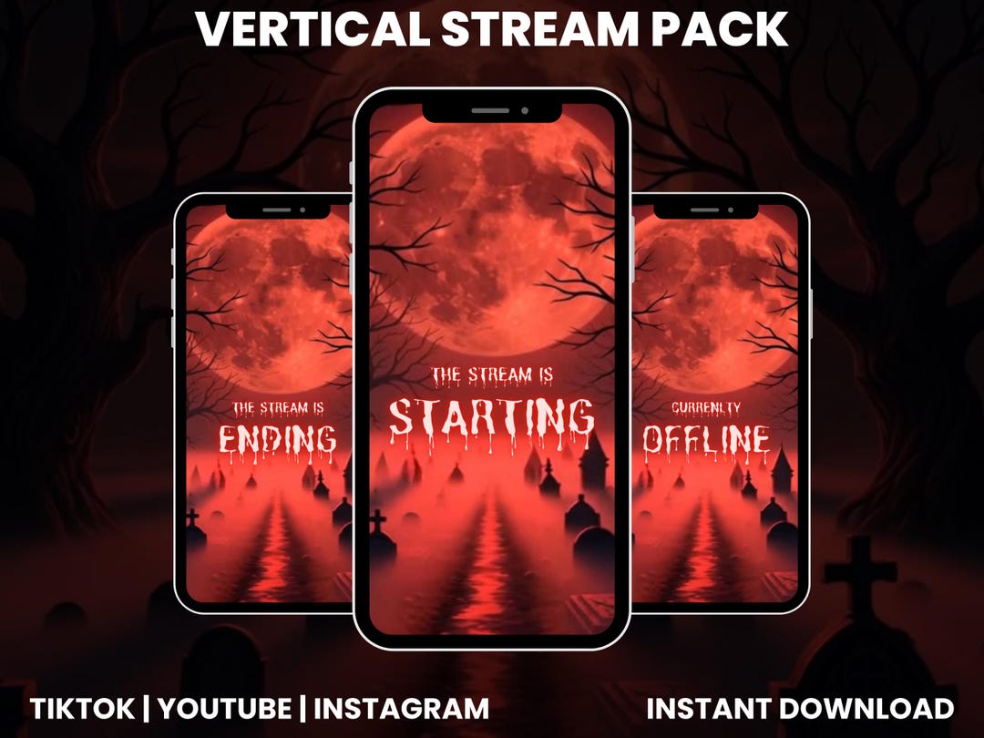 Spooky Vertical Stream Pack | Animated Tiktok Overlays | OBS Stream ...