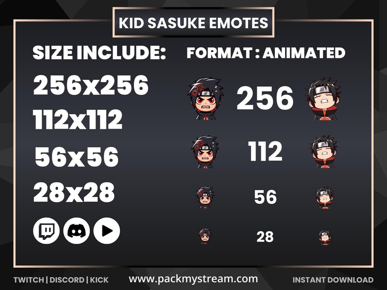 Kid Sasuke Animated Emotes for Twitch, Discord & Kick | Chibi Anime ...