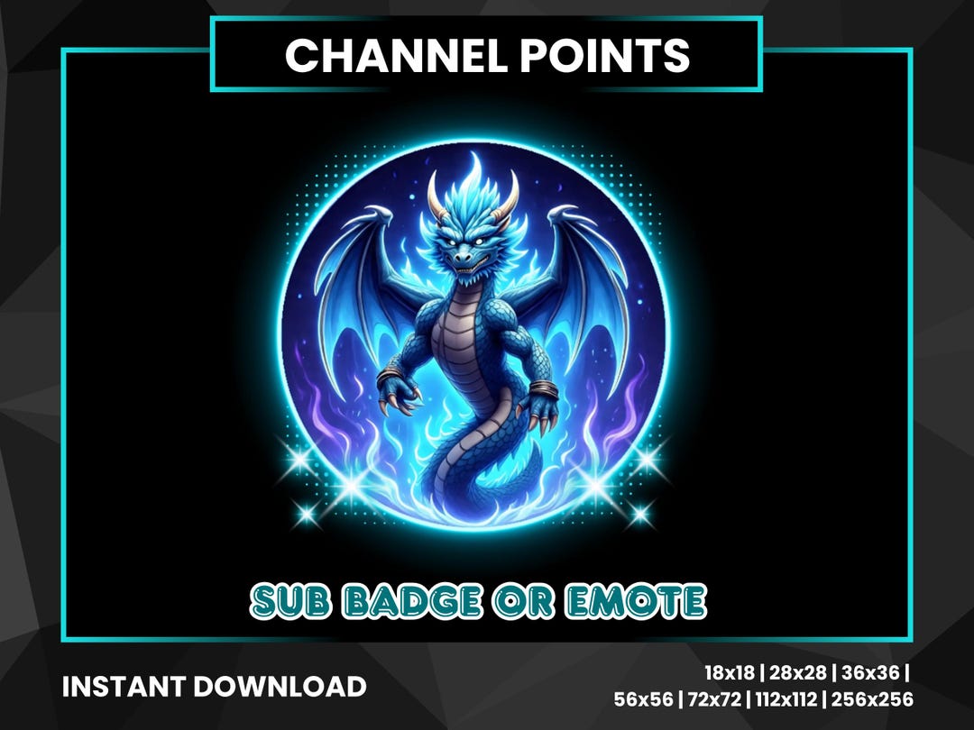 Blue Dragon Channel Points Badge | Twitch Kick Discord Stream Emote ...