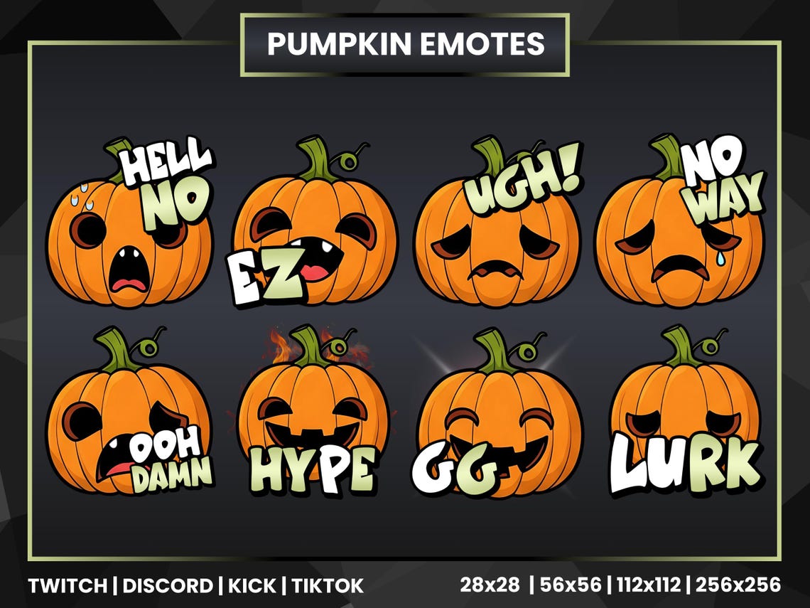 Pumpkin Emotes for Twitch Discord Kick Tiktok | Cute Halloween Emoji ...