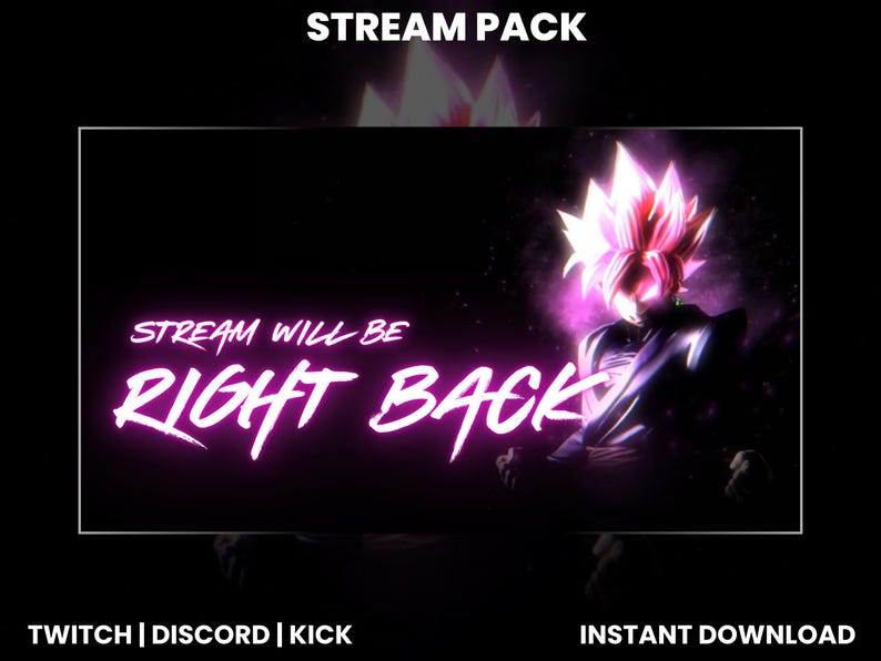 Neon Anime Twitch Overlay Pack: Saiyan-inspired Stream Screens for Obs ...